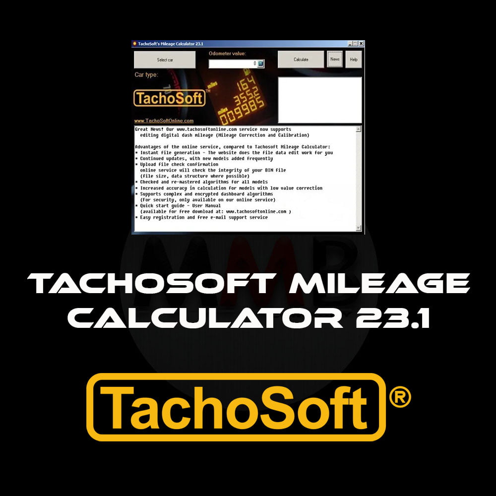 TACHOSOFT MILEAGE CALCULATOR MMB OBD2 SOFTWARE